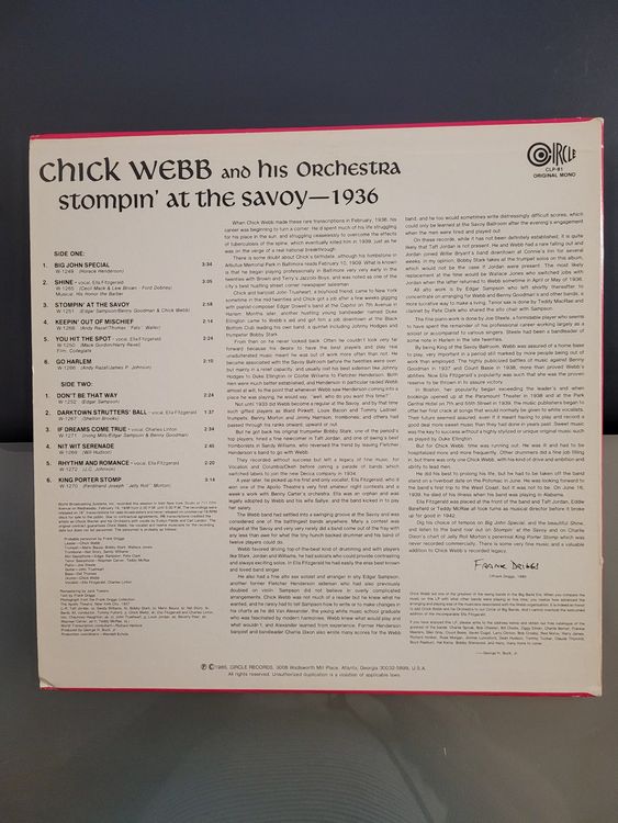 Chick Webb And His Orchestra – Stompin' At The Savoy - 1936 (Gebraucht ...