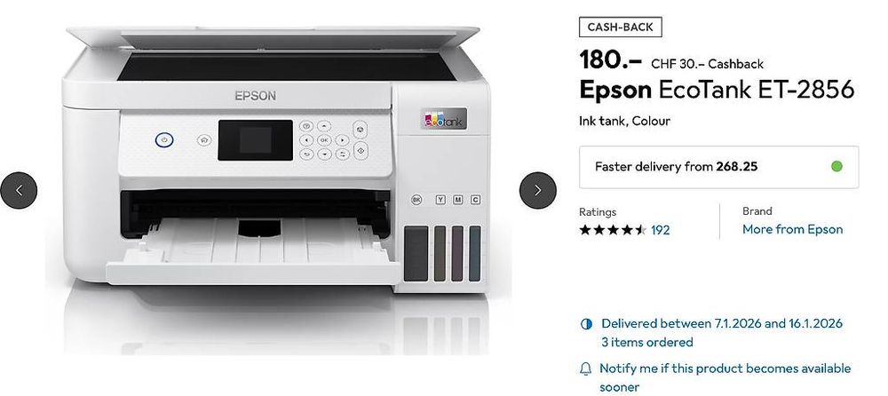 Epson EcoTank ET-2856 Drucker Printer (Gebraucht) in Zürich für CHF 100 ...