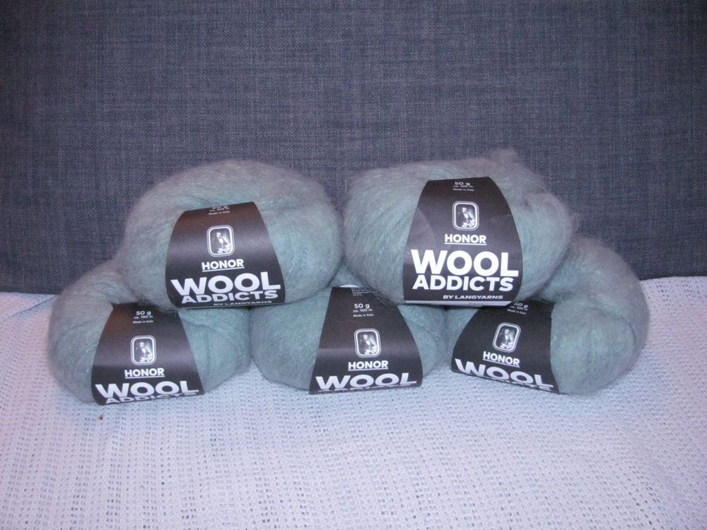 5x Knäuel à 50g Lang Wool Addicts Honor grünton Alpaka (Neu und ...