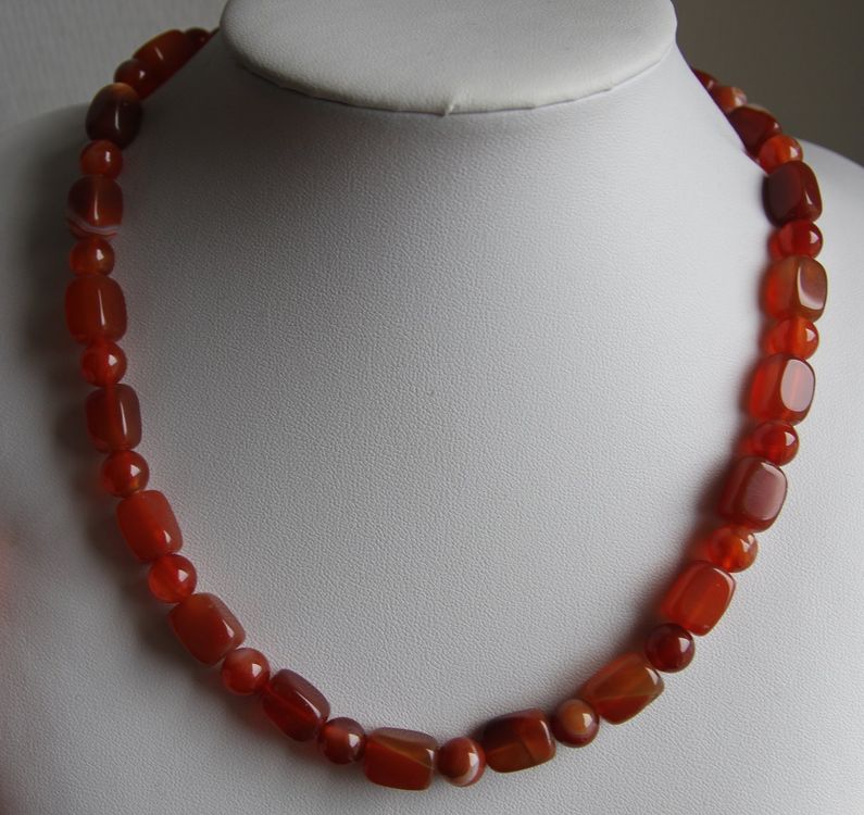 Neu: Karneol Kette Collier Schmuck mit Edelstahl Verschluss (Neu ...