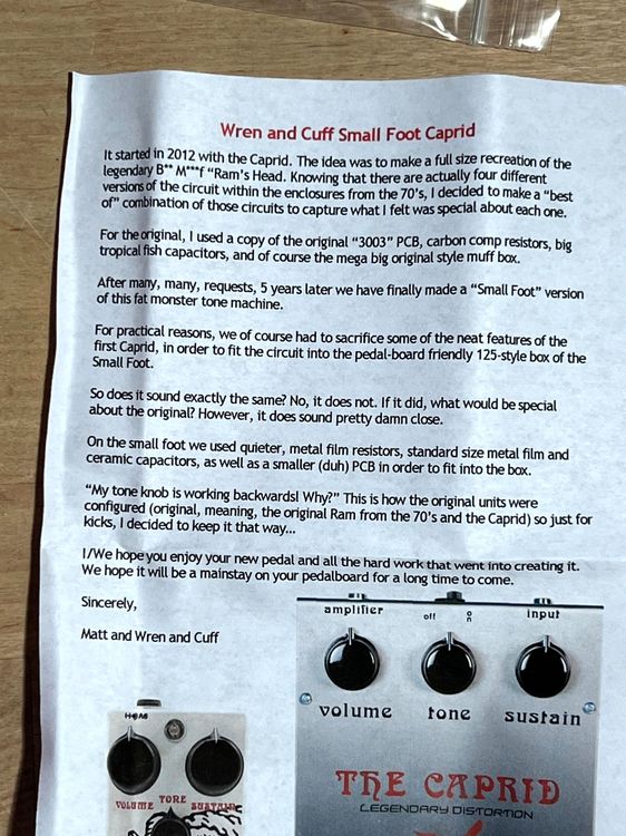 Wren and Cuff · Caprid Small Foot · Big Muff Pi · Ram's Head (Gebraucht ...