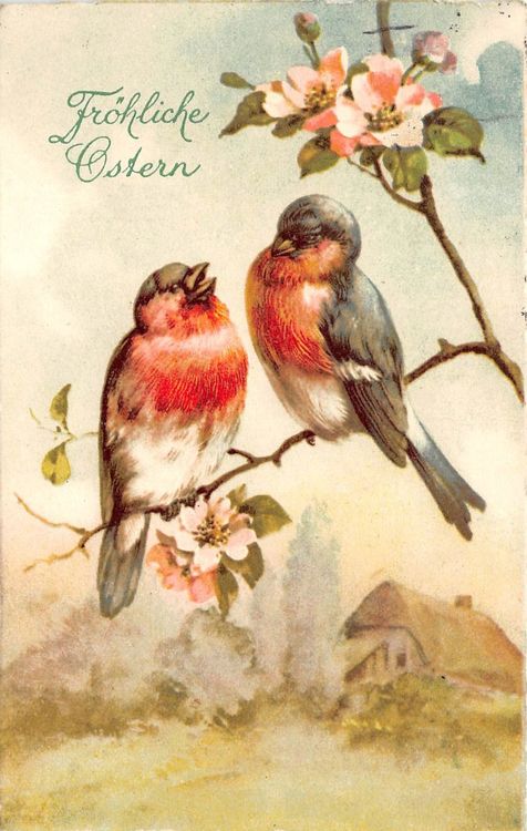 Ostern, zwei Vögel auf einem Zweig | Kaufen auf Ricardo