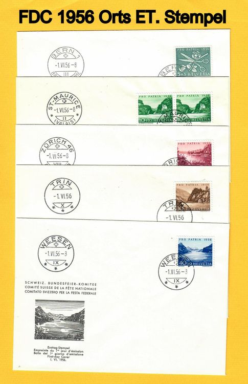 FDC 1957 Pro Patria Serie mit Orts ET: Stempel | Kaufen auf Ricardo