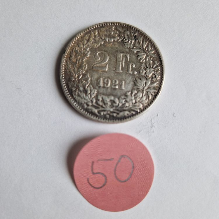 Silbermünze 2 Fr. 1921 Helvetia (Gebraucht) in Stans für CHF 7.5 – mit Lieferung auf Ricardo kaufen