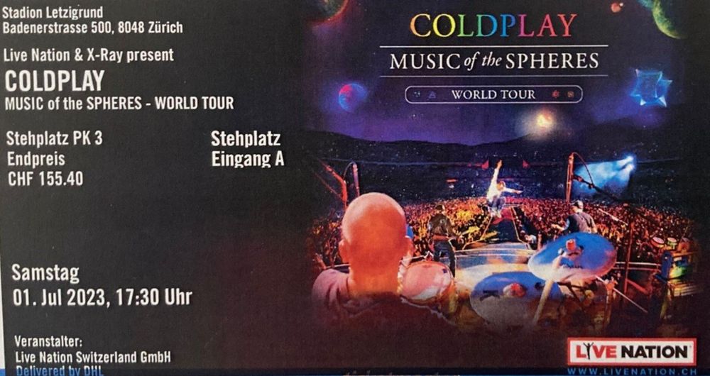 1 Coldplay Ticket Stehplatz für Samstag 1. Juli zu verkaufen | Kaufen ... 1 Coldplay Ticket Stehplatz für Samstag 1. Juli zu verkaufen | Kaufen ...