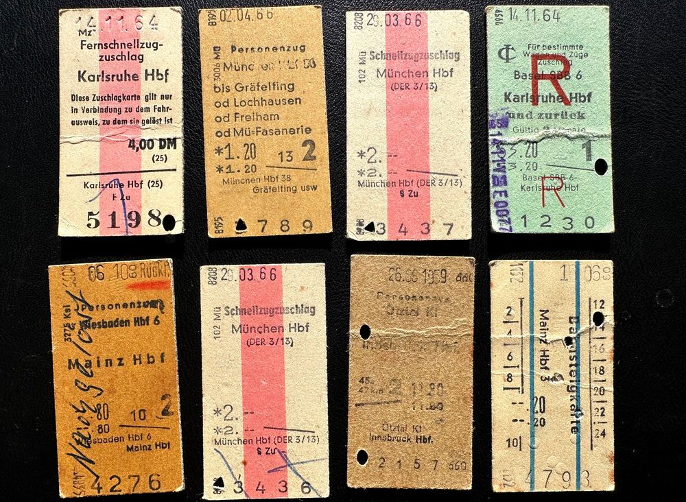 8 Tickets 1959 - 1966 Deutsche Eisenbahn Fahrkarten (Gebraucht) in Seltisberg für CHF 16 – mit ...