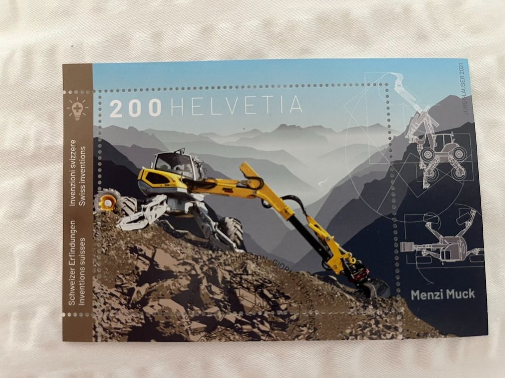 Briefmarke Menzi Muck Excavator (Mi CH Bl. 78) postfrisch (Neu (gemäss ...