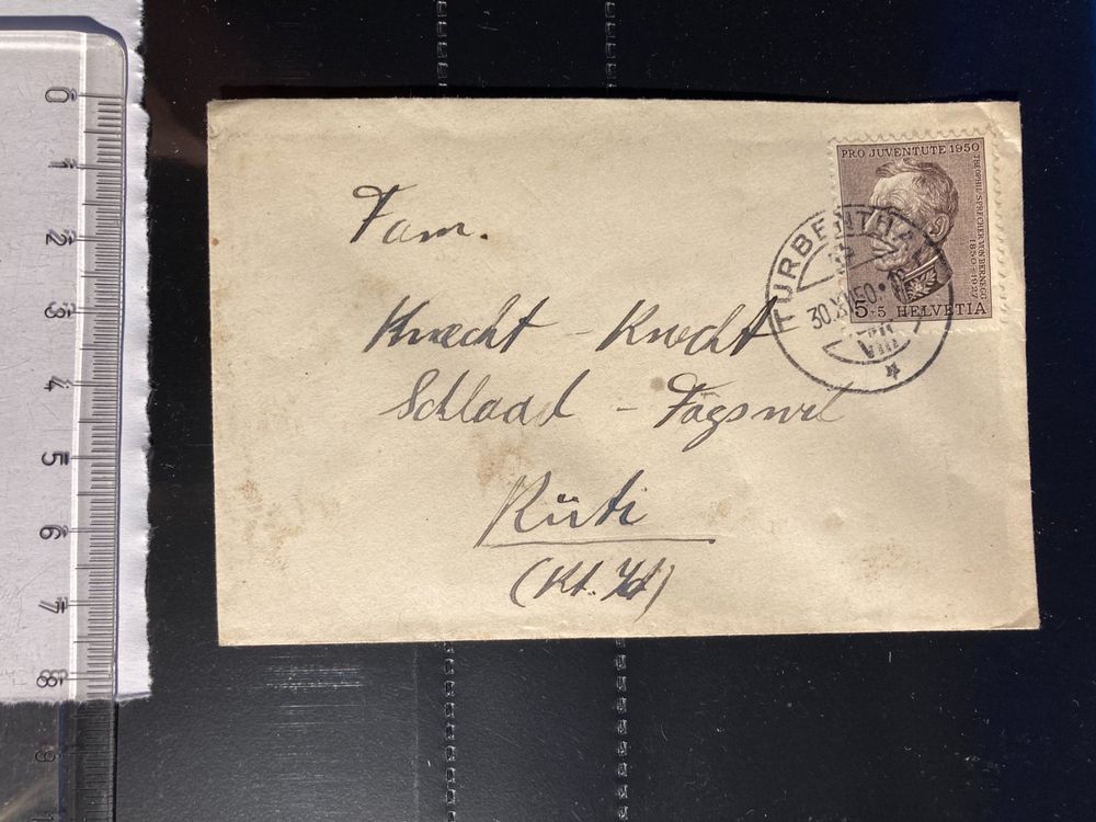 Schweiz 1950 Neujahrsgruss Briefli 5 Rp PJ TURBENTHAL (Gebraucht) in Liestal für CHF 1 – mit ...
