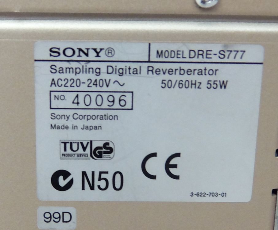 Sony DRE-S777 Hallgerät Legendäres Sampling Digital Reverb (Gebraucht ...