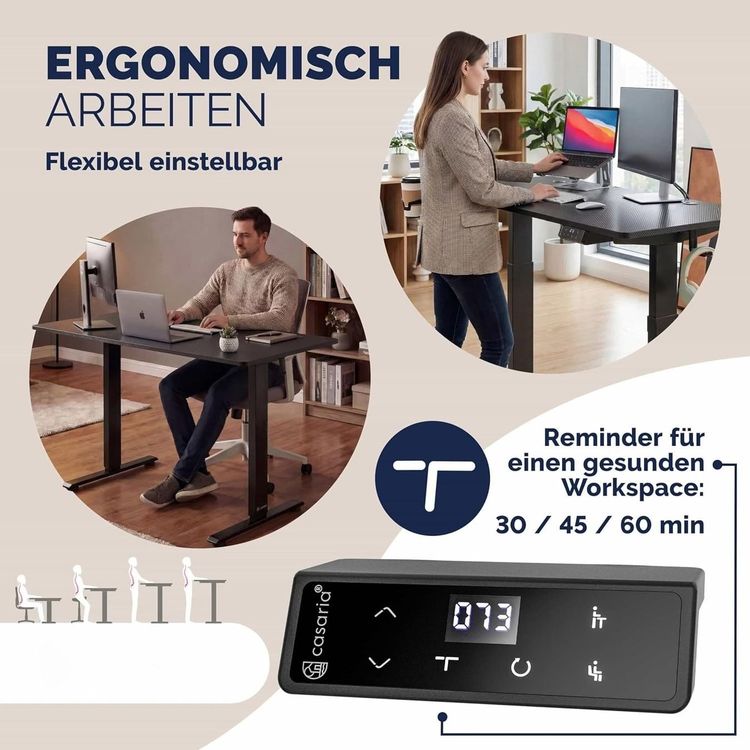 Schreibtisch elektrisch höhenverstellbar 120x60 cm schwarz (Neu und ...