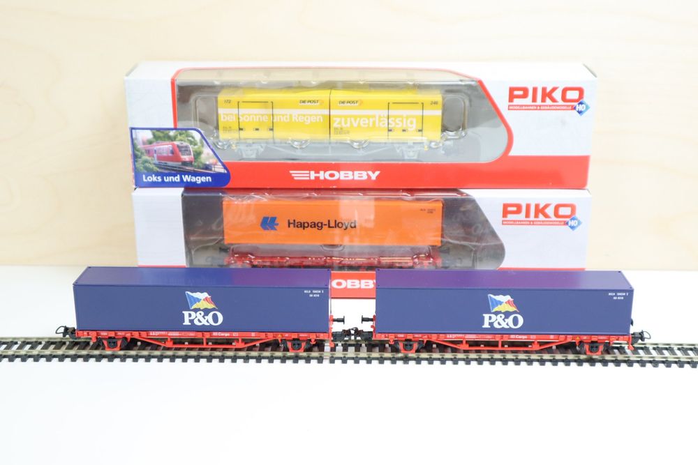 PIKO 4 x Cargo Container Wagen Set 57700/57706/57726 (Gebraucht) in ...