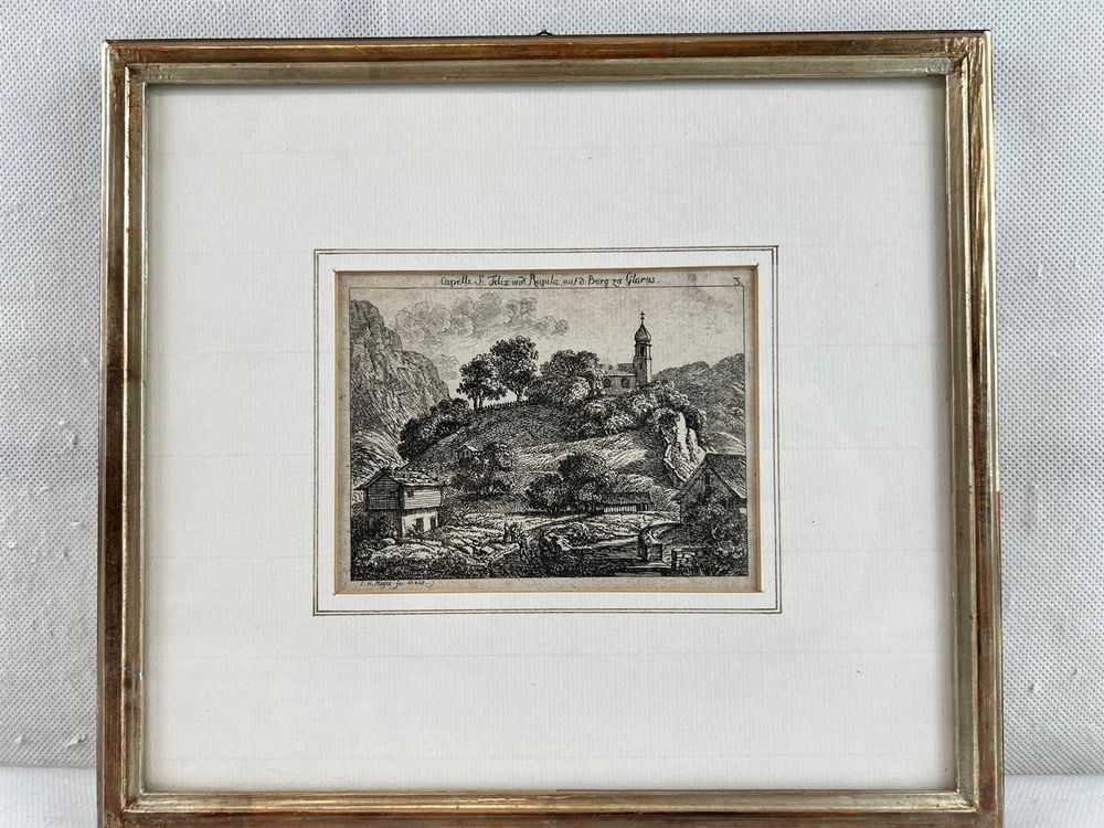 Antike Glarus KupferStich Echtgoldrahmen (Gebraucht) in Neuhausen am Rheinfall für CHF 10 – mit ...