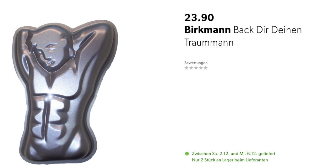 Kuchen Backform Mann, Traummann, von Birkmann, neu und ovp (Neu und ...