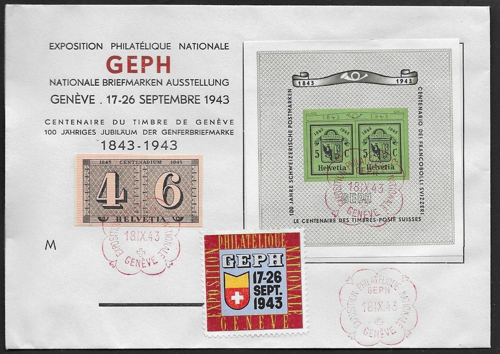 1943 Sonderbrief Genfer Block + Zusatzfrank. Vignette ab 1.- (Gebraucht) in Zürich für CHF 25 ...