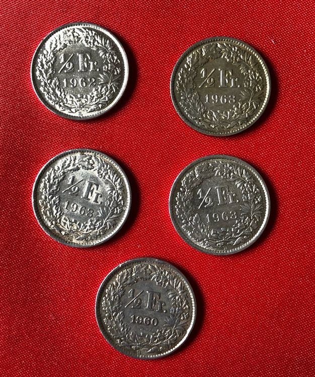 5 Stück 50 Rappen Münzen in silber (Gebraucht) in Wolhusen für CHF 6.5 ...