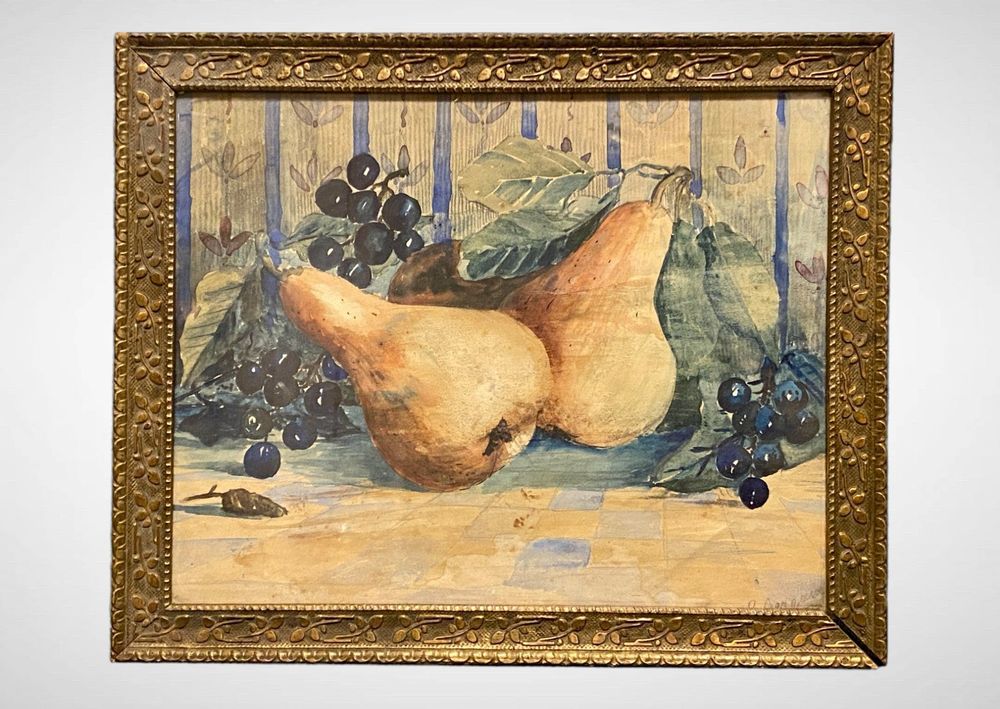 P. GERVANO Superbe ancienne aquarelle nature morte signée | Kaufen auf Ricardo