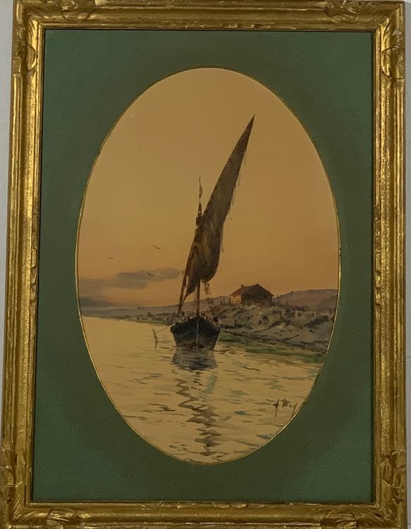 Alphonse Rey (1865-1938) Aquarell -See mit Segelboot | Kaufen auf Ricardo