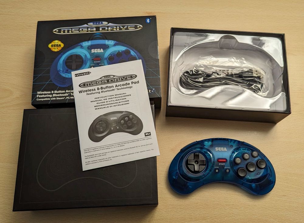 Retro-Bit Mega Drive Bluetooth Controller - Blue (Neu und ...