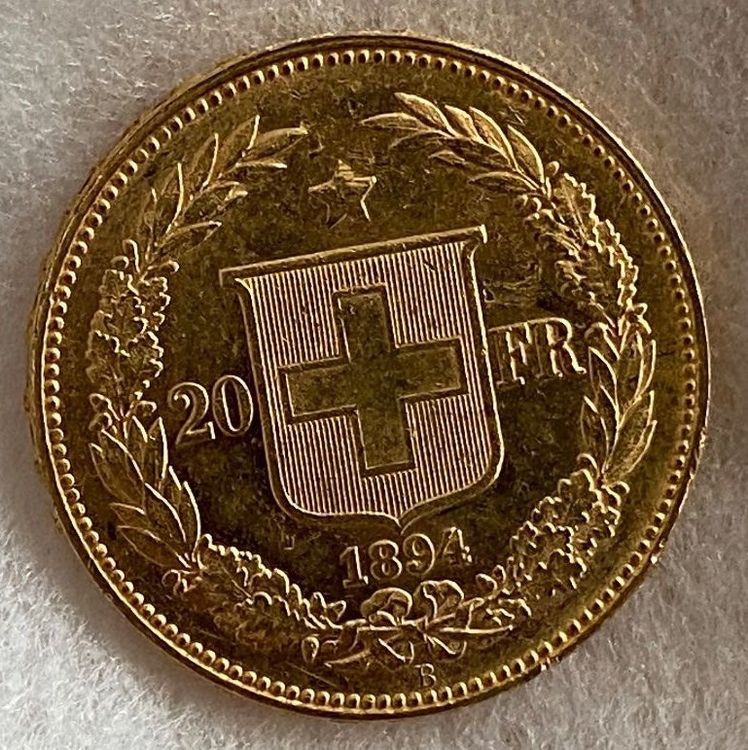 Goldvreneli: 20 Fr. (Helvetia) 1894 - RAR (Gebraucht) in Basel für CHF ...