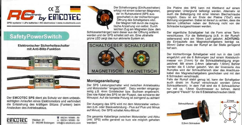 Emcotec Safety Power Switch mit Tankverschluss Schaltgeber (Gebraucht ...