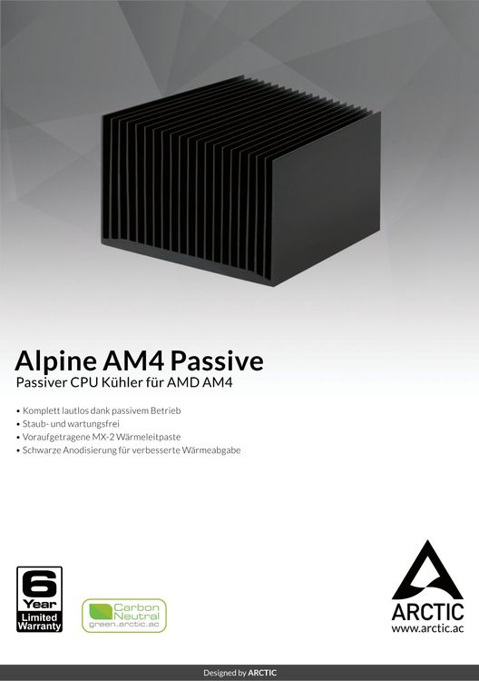 CPU Cooler - Kühlkörper - Alpine AM4 Passive - geräuschlos | Kaufen auf Ricardo