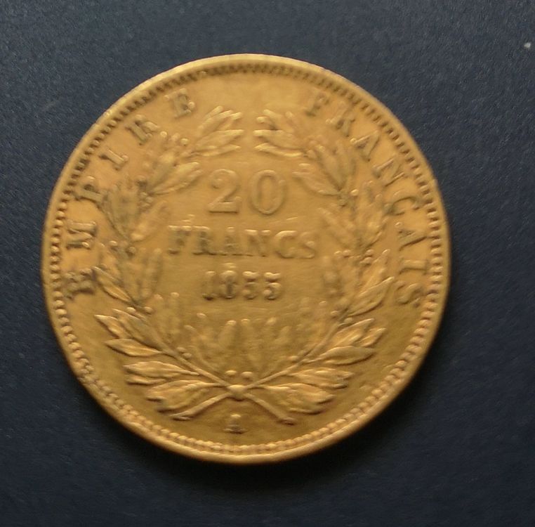 Goldmünze Frankreich 20.Francs Napoleon III 1855 (Gebraucht) in Däniken SO für CHF 390 – mit ...