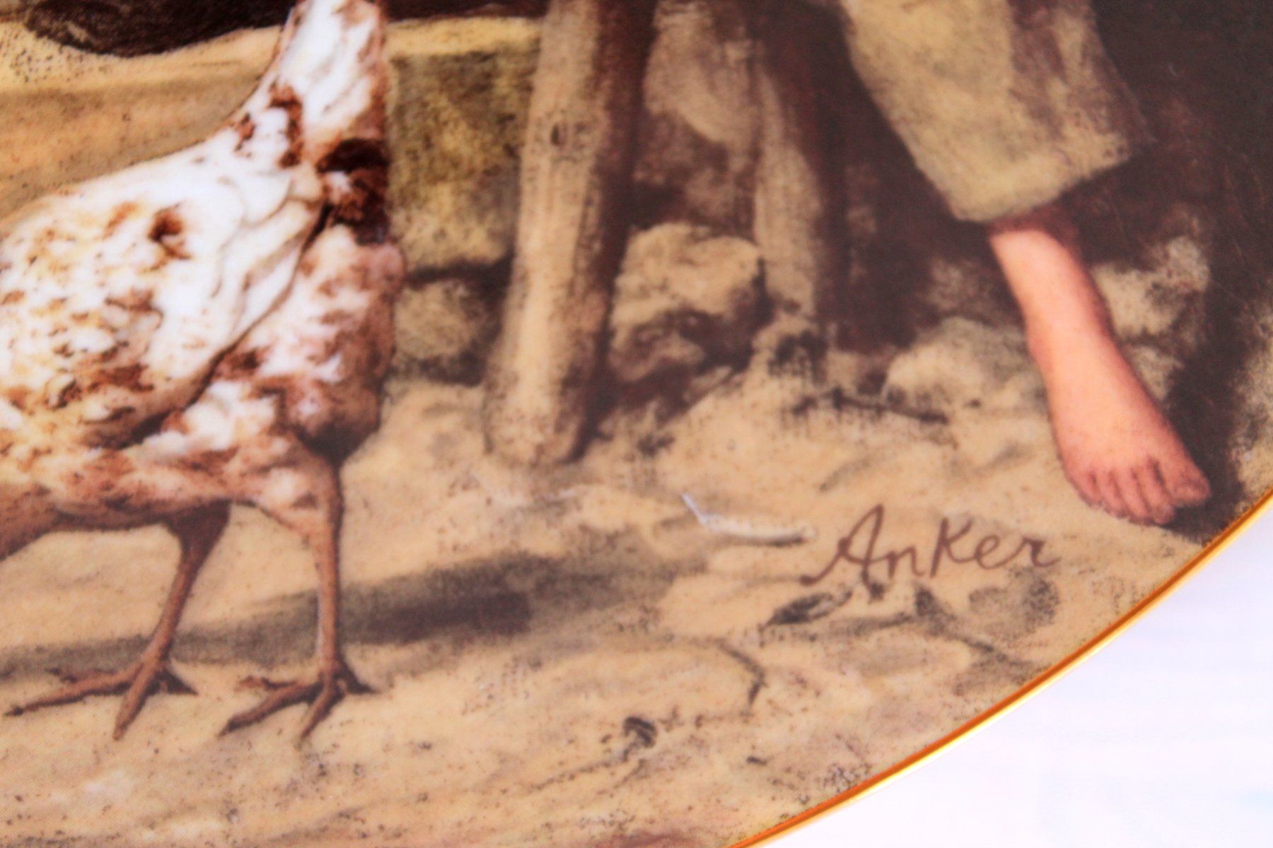 Ankers Erbe SAMMELTELLER - Mädchen, Hühner fütternd (Gebraucht) in ...