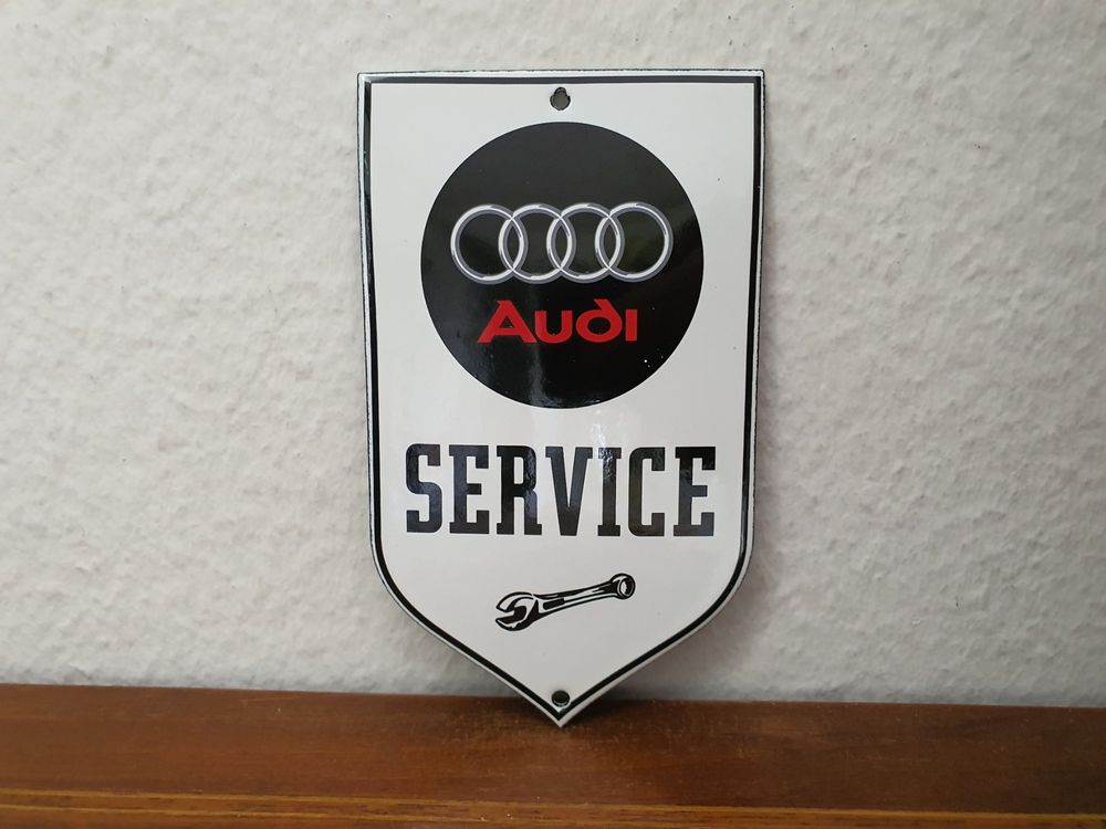 Emailschild Audi Service Werkstatt Logo Emaille Schild Retro (Neu ...