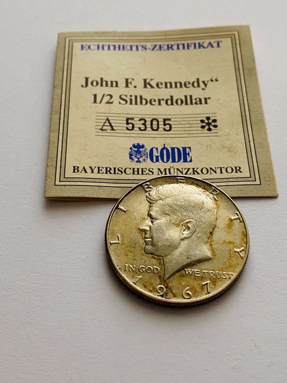 Silber Münze US Half Dollar John F. Kennedy 1967, 11,5 Gramm | Kaufen ...