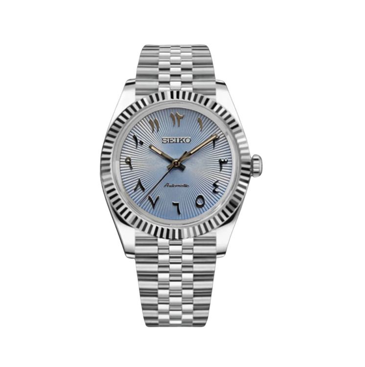 Custom made Seiko Mod Datejust ARABIC LIGHT BLUE | Kaufen auf Ricardo