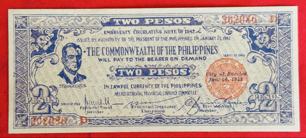 Philippinen 2 Pesos Note, Negros, 1942, Top Zustand! (Gebraucht) in ...