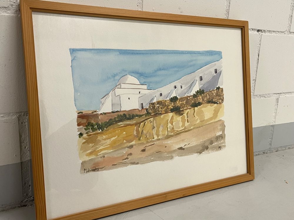 Aquarell signiert, gerahmt MG Monogramm Matmata Tunesien (Gebraucht) in Basel für CHF 1500 – mit ...