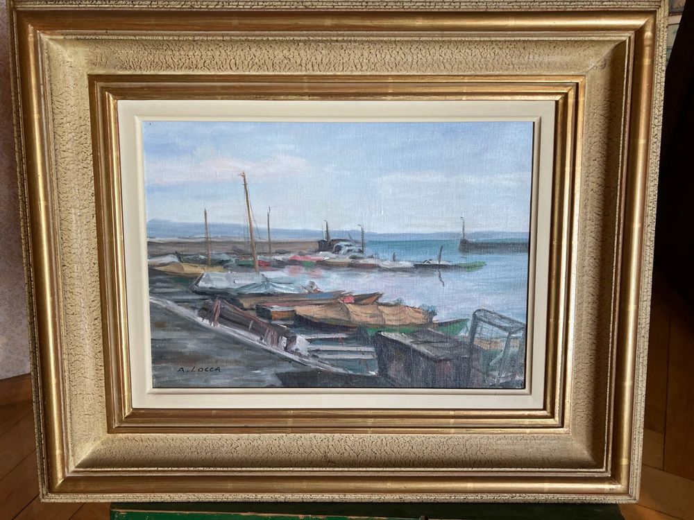 Tableau d'Albert Locca. le port de Neuchâtel. (Gebraucht) in La Chaux-de-Fonds für CHF 120 – mit ...