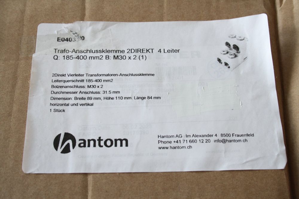 HANTOM Trafo-Anschlussklemme 2DIREKT 4 Leiter (16208) (Neu und ...