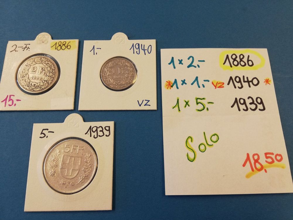 Schweizer Silbermünzen 5Fr/2Fr/1Fr | Kaufen auf Ricardo