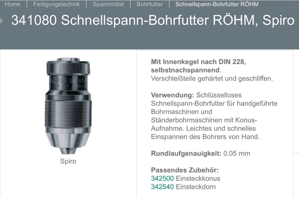 Schnellspannfutter RÖHM SPIRO 1-13 B16 (Neu und originalverpackt) in ...