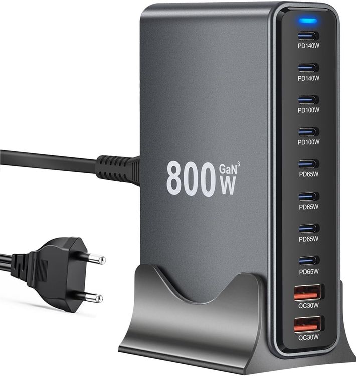 800W USB-C Ladegerät Ladestation GaN 10 Ports USB / (Neu (gemäss ...