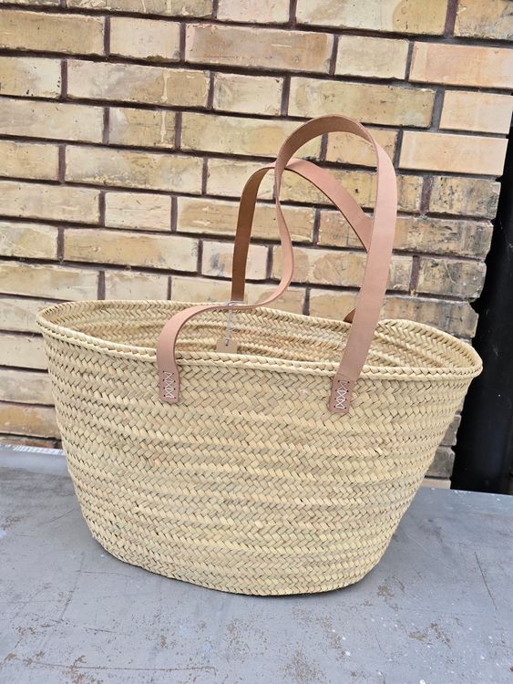 Korb: Shopper mit langen Lederhenkeln-ANGEBOT (Neu (gemäss Beschreibung ...