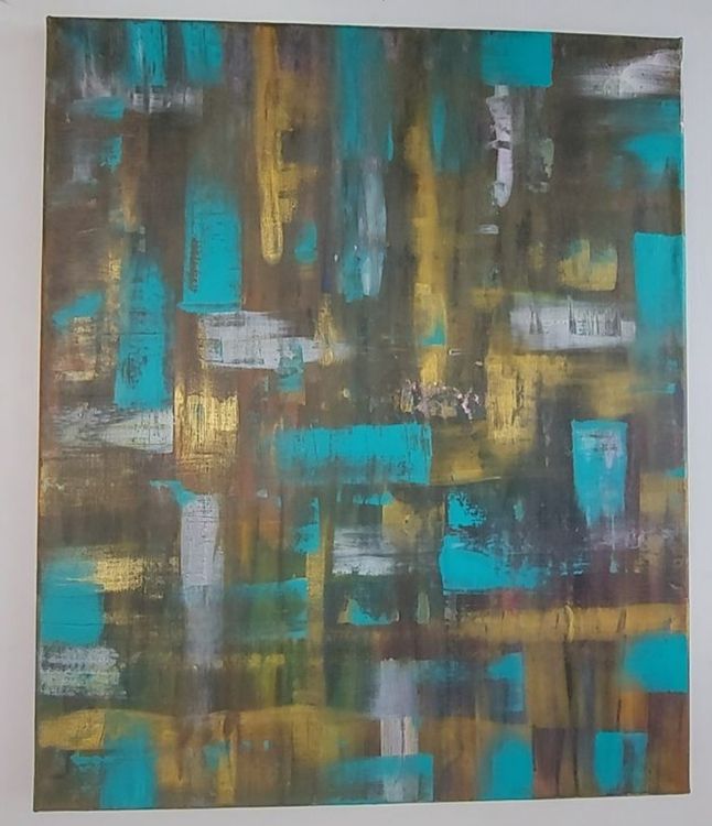 Gemälde, Gold & Türkis von mir selbstgemalt 55×65 (Gebraucht) in Riehen für CHF 40 – nur ...