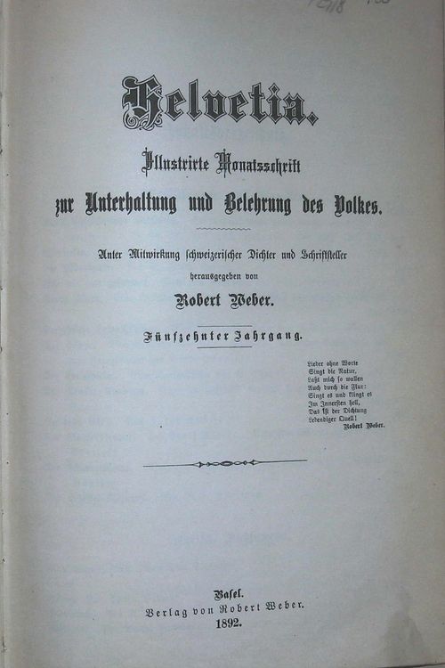 Helvetia von Weber 1892 mit 3 Zürichseestichen (Gebraucht) in Rafz für CHF 47 – mit Lieferung ...