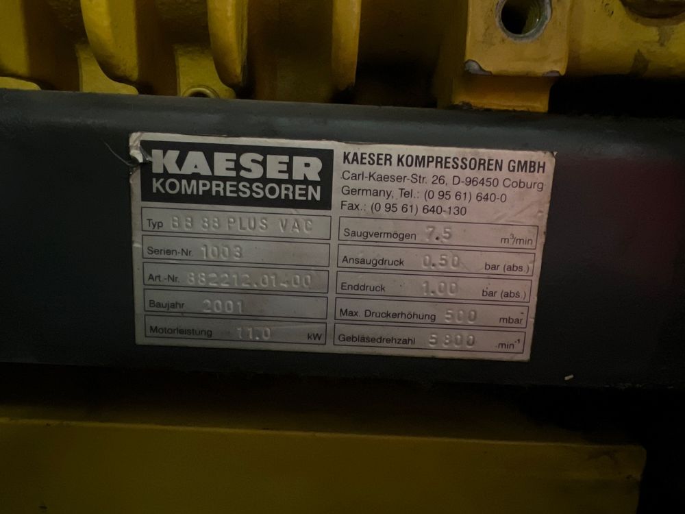 Drehkolbengebläse Kaeser BB88 Plus (Gebraucht) in Unterterzen für CHF 1090 – nur Abholung auf ...