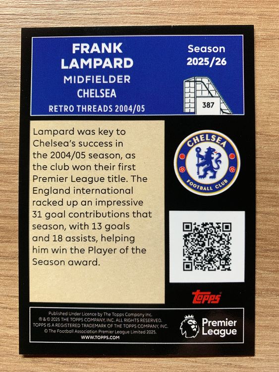 Soccer Frank Lampard Retro Threads Premier League 25/26 (Gebraucht) in ...