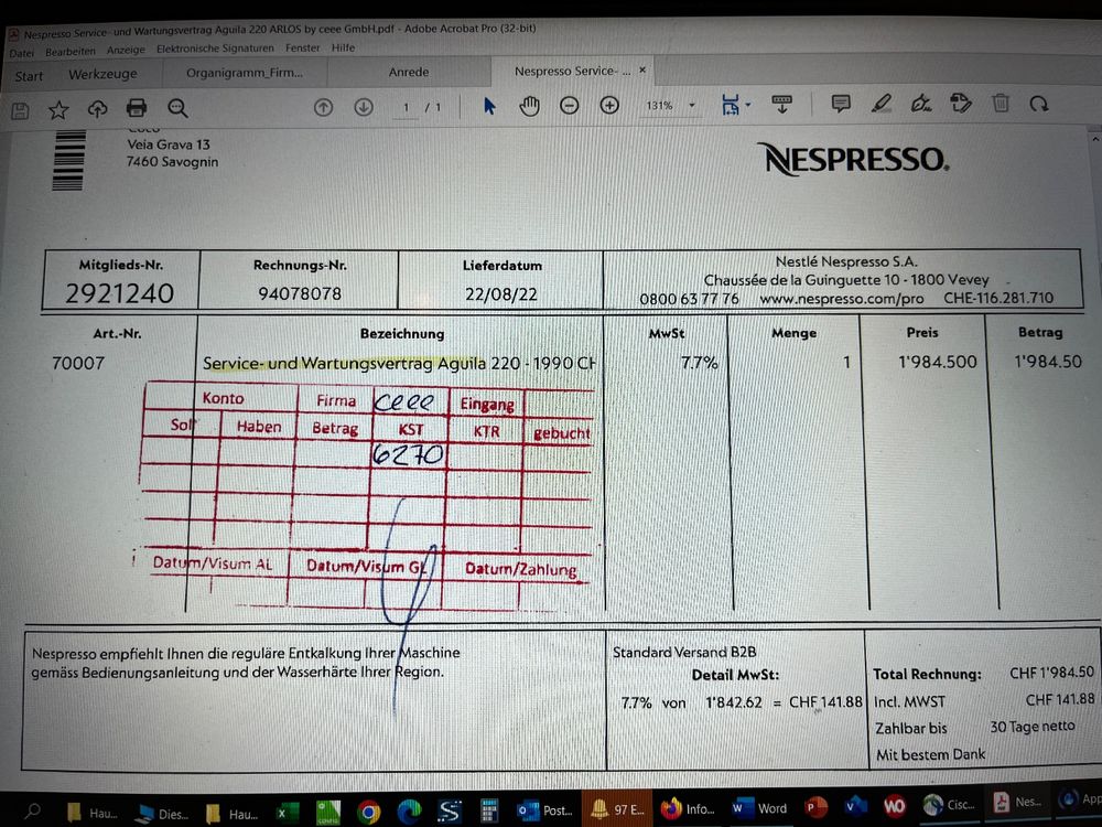 NESPRESSO AGUILA 220 PRO mit Service / Gastro Kaffeemaschine (Gebraucht ...