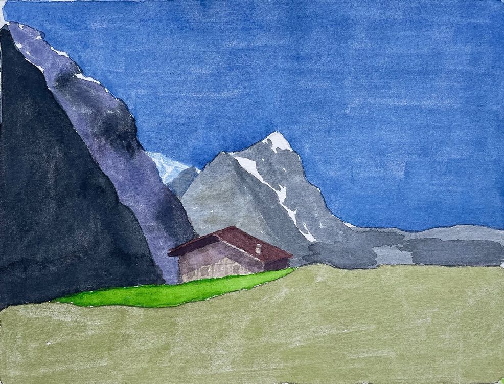 Original modernes Aquarell, Landschaft ob Grindelwald Eiger (Neu (gemäss Beschreibung)) in Bern ...