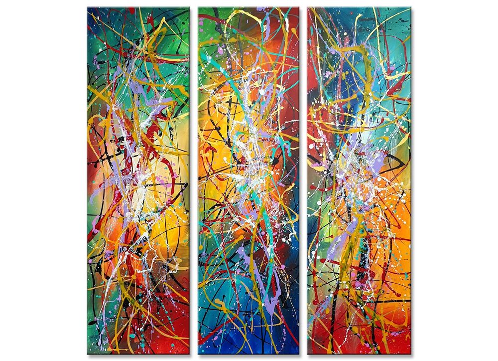 Triptychon Original Gemälde von Dieu "Sunstream" abstrakt (Neu (gemäss Beschreibung)) in Dresden ...