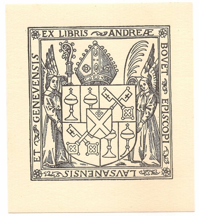 Ex libris héraldique ancien, gravure, évêque Bovet | Kaufen auf Ricardo