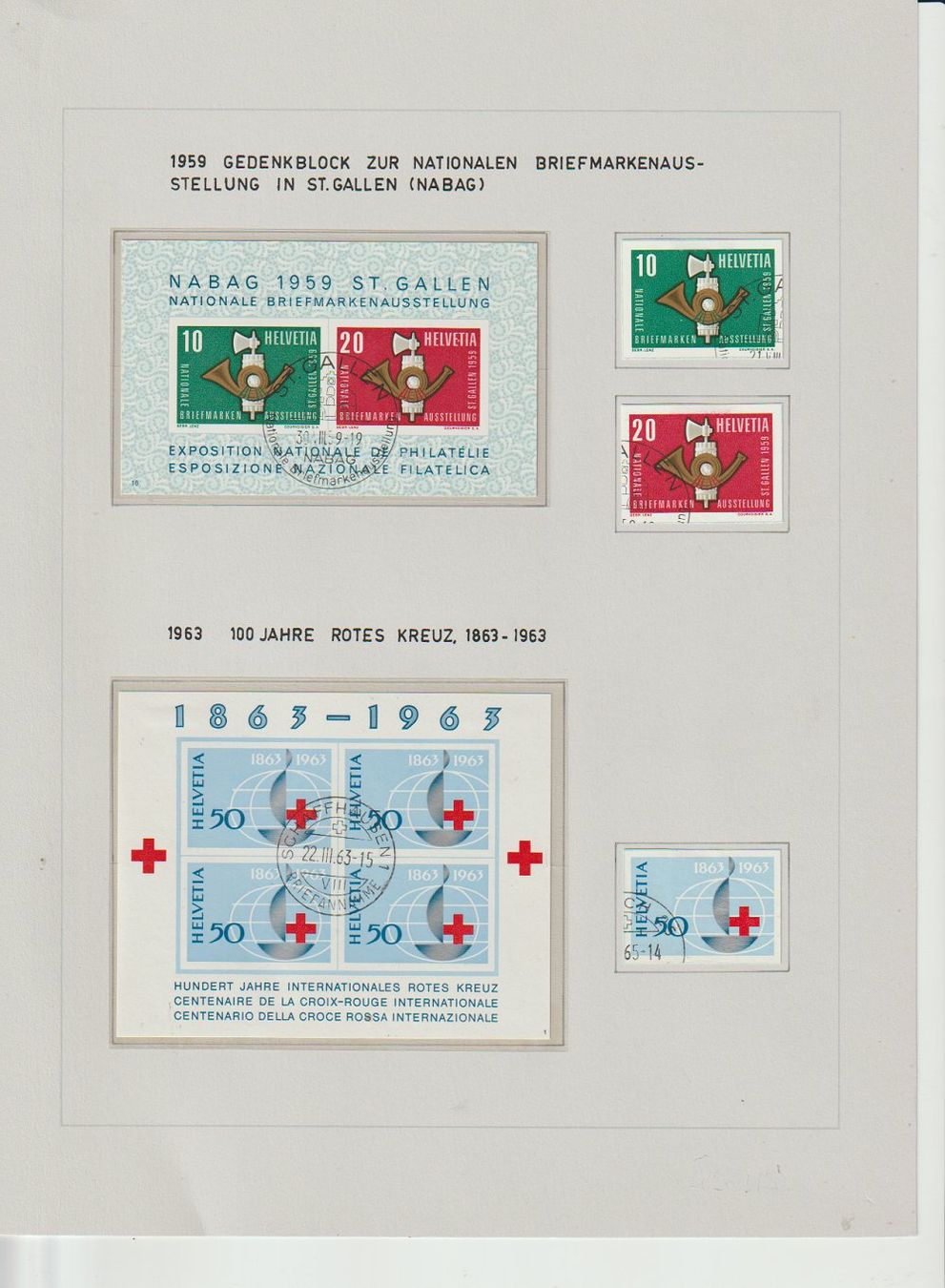 NABAG ST. GAllenblock 1959 und 100j Rotes Kreuz Block 1963. (Gebraucht ...