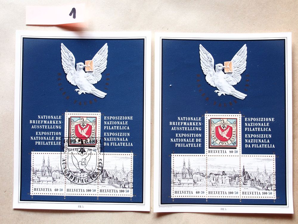 1. 2x blocs 1995 n° W79 colombe de Bâle 8 pces (Neu (gemäss ...