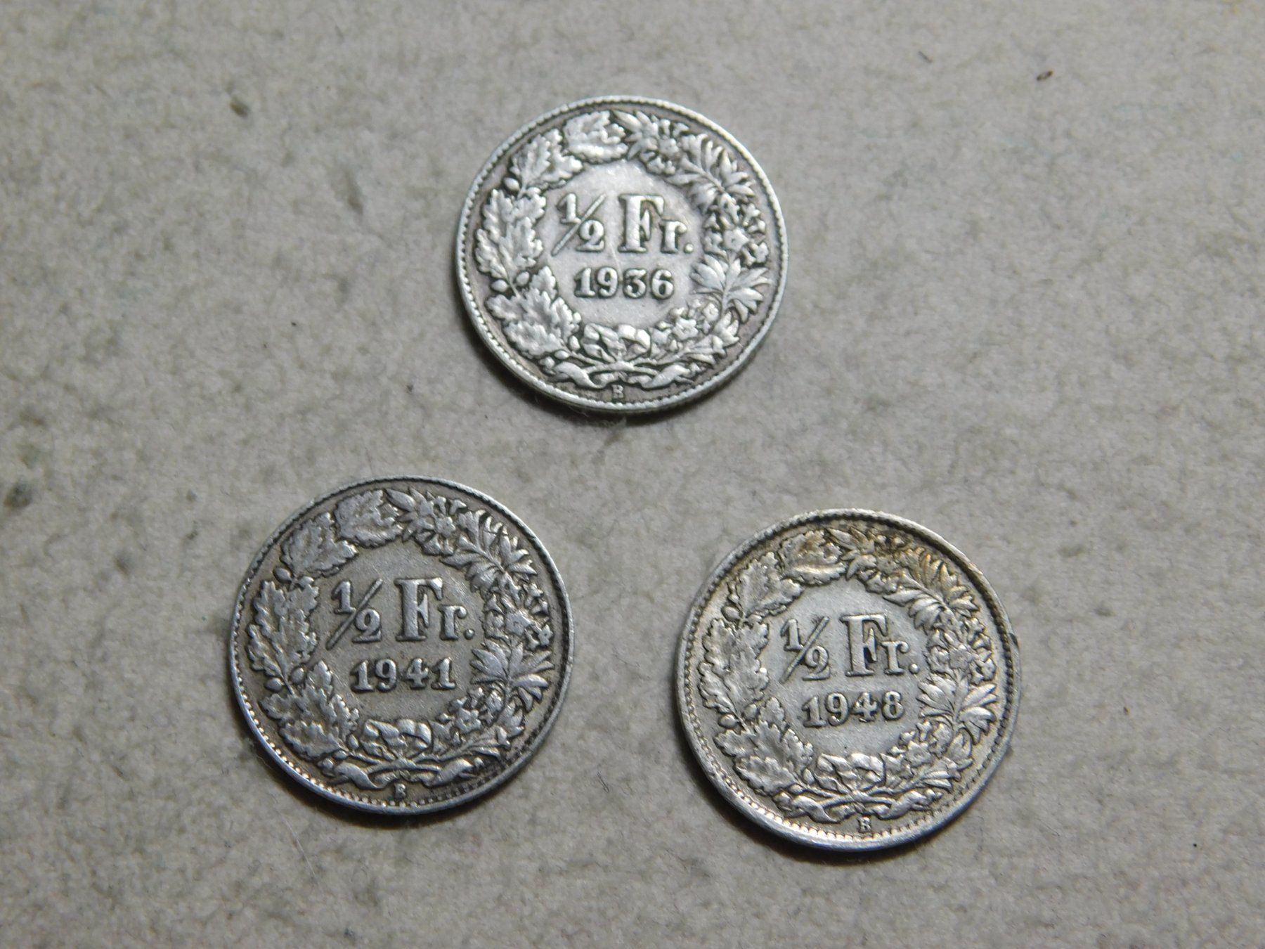 50 Rappen 1936, 1941, 1948, Silber, ss-vz, seltene Jahrgänge (Neu (gemäss Beschreibung)) in ...