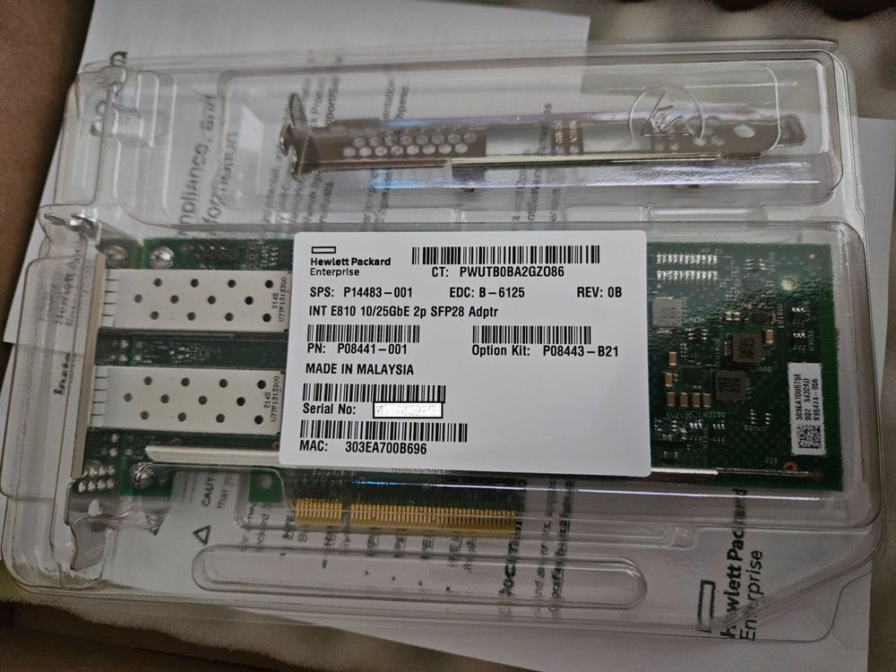 Intel E810 Xxvda2 Ethernet 10 25gb 2 Port Sfp28 Adapter Hpe Neu Und